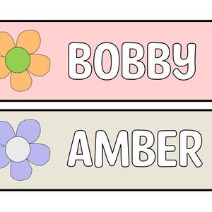 Printable Flower Student Name Labels, Editable Classroom Labels, Back ...