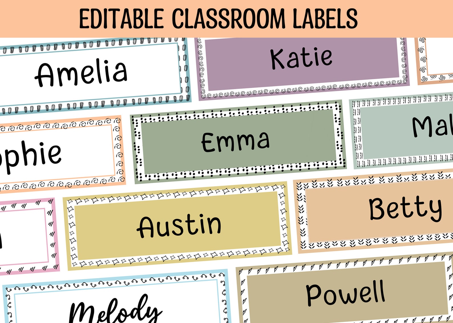 Boho Classroom Labels Student Name Tags Back to School - Etsy Canada