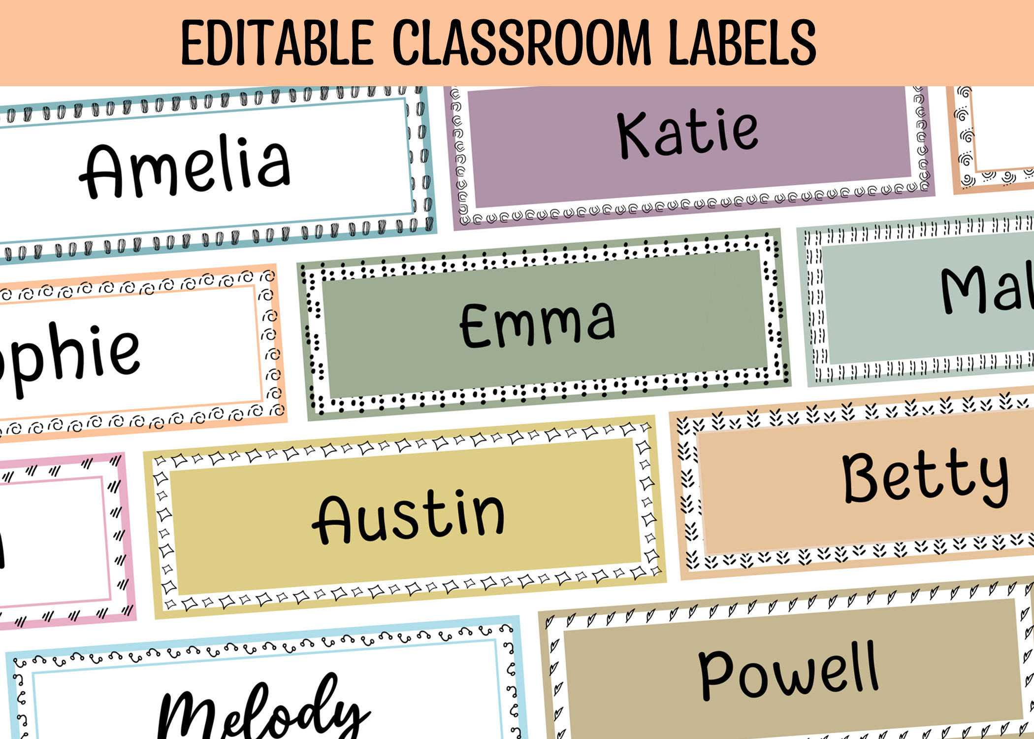 Boho Classroom Labels Student Name Tags Back to School - Etsy Canada