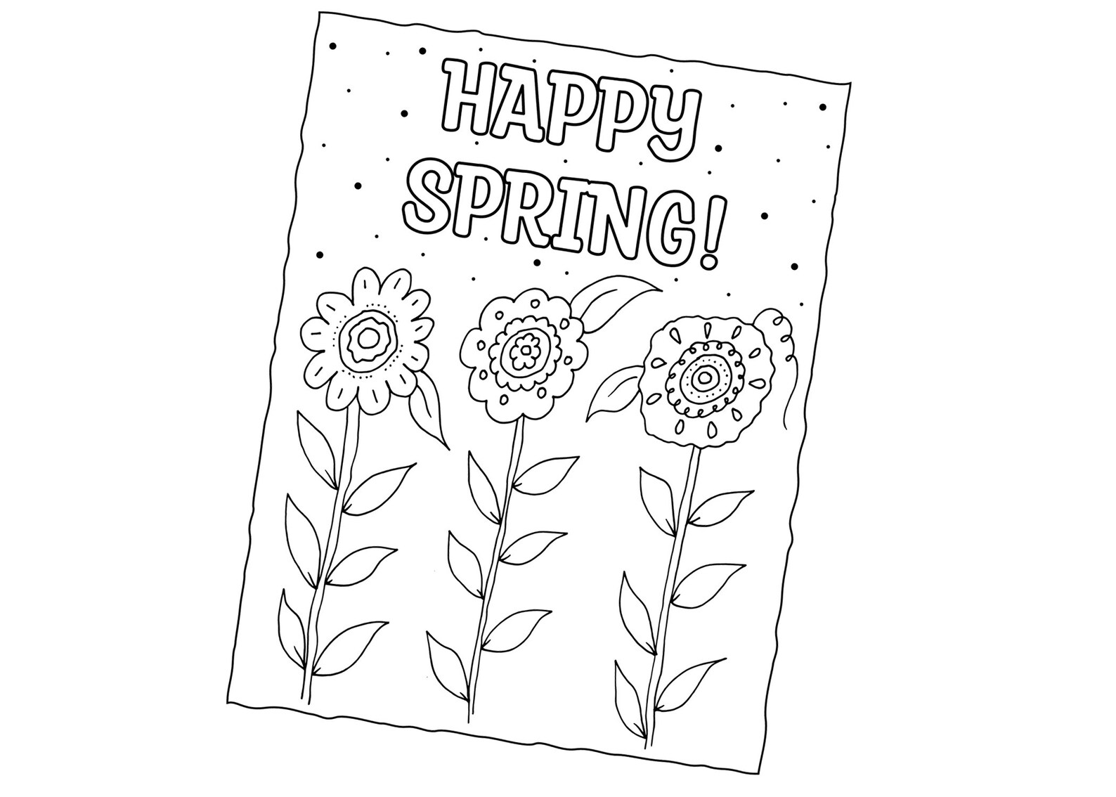 Printable Spring Coloring Page, Happy Spring Coloring Activity ...