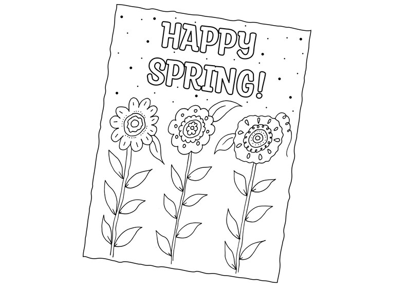 Printable Spring Coloring Page, Happy Spring Coloring Activity ...
