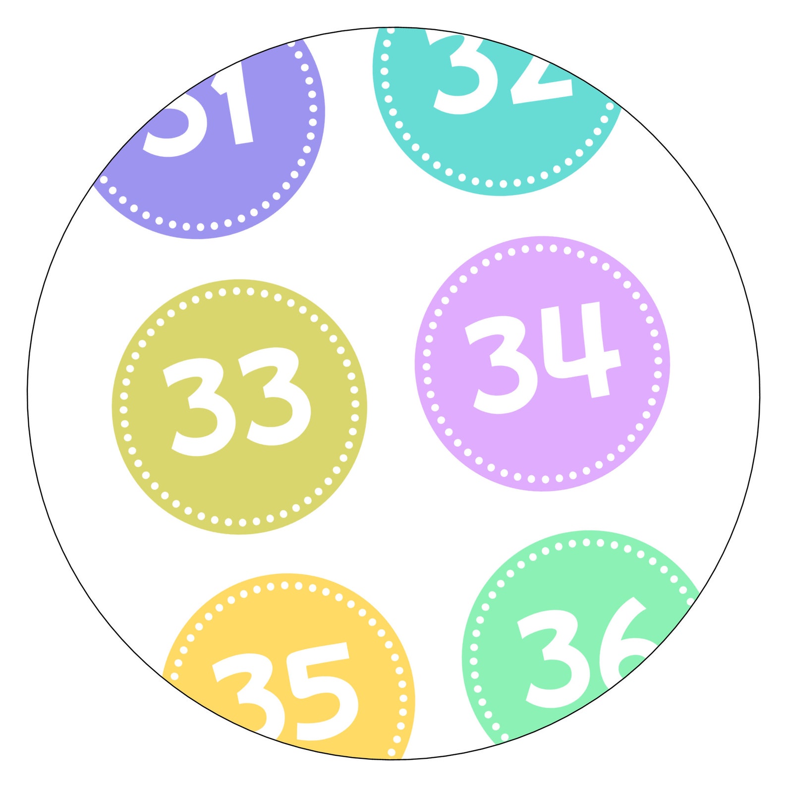 Printable Round Colorful Number Labels, Bright Cubby Labels, Book Bin ...