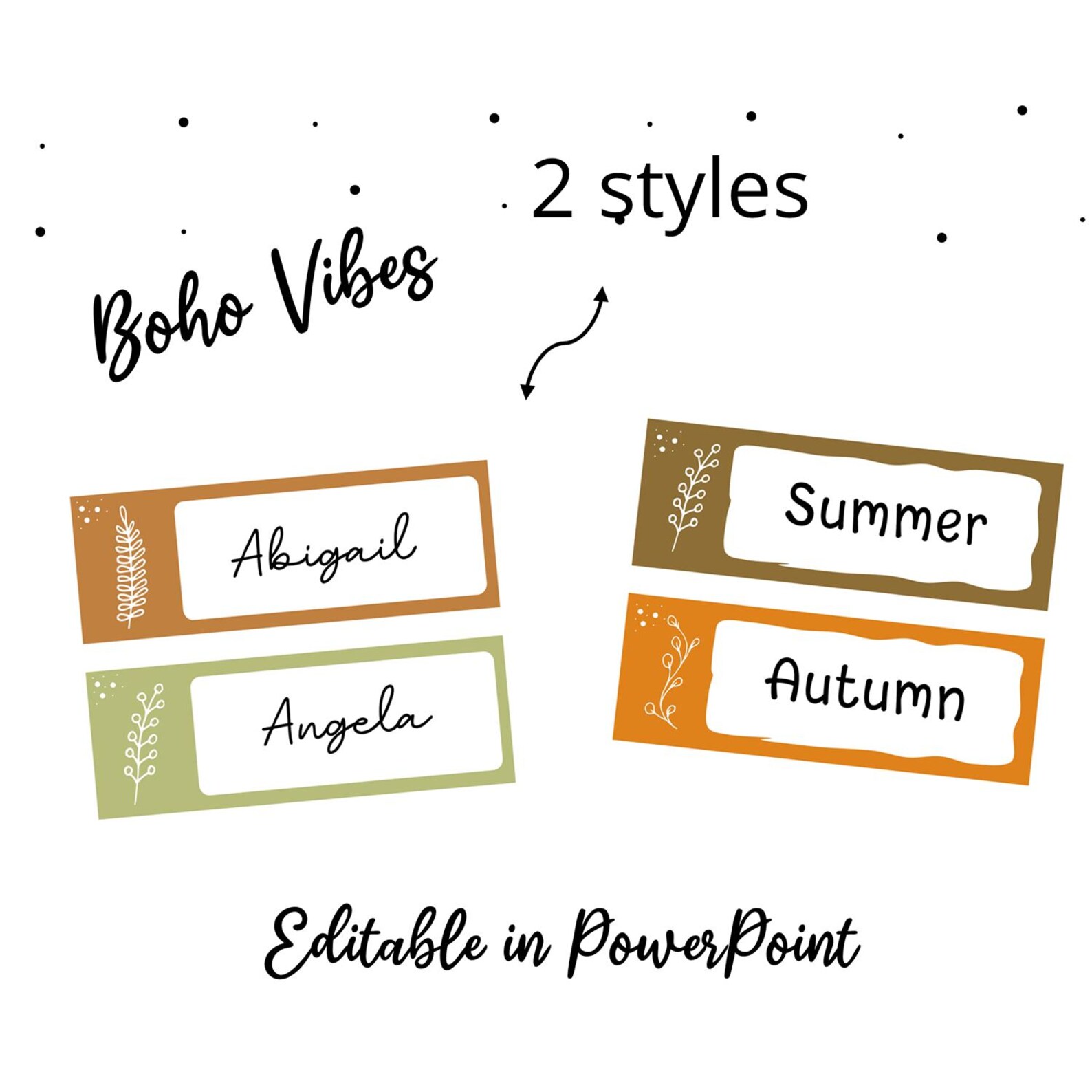 Printable Botanical Classroom Labels Bundle Pack, Editable Name Posters ...