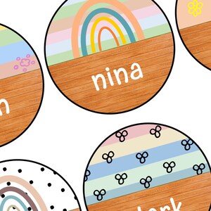 Printable Round Student Name Labels, Boho Circular Name Labels, Student ...