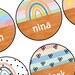 Printable Round Student Name Labels, Boho Circular Name Labels, Student ...