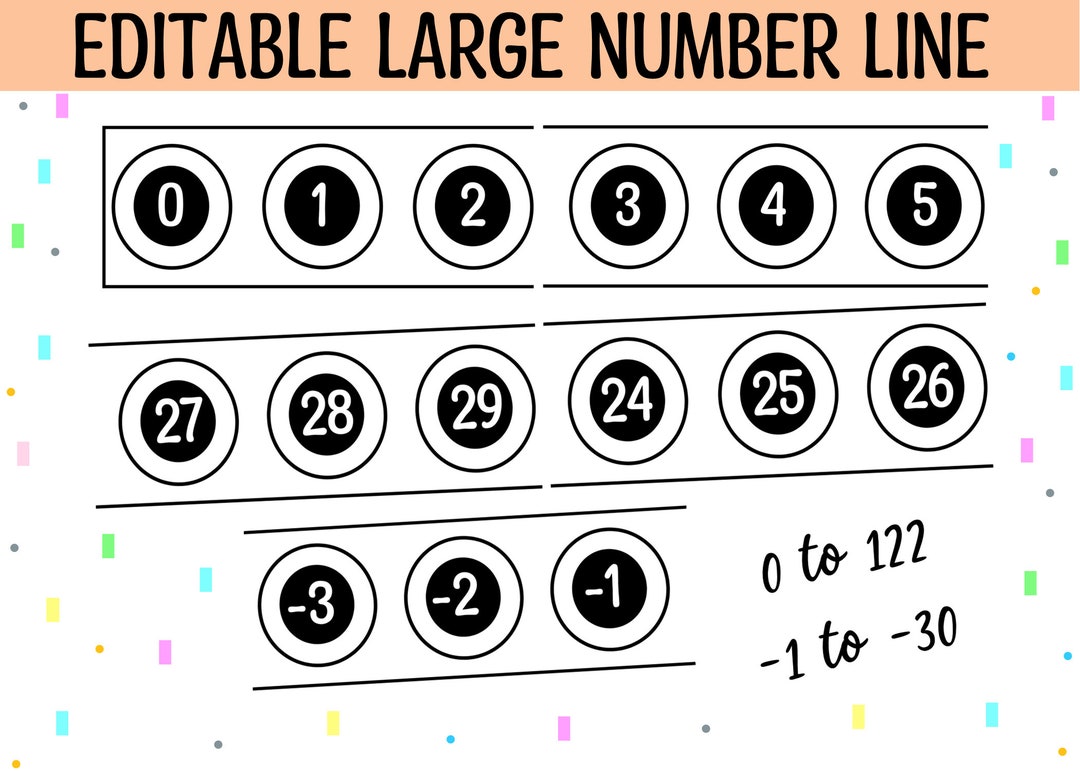 Printable Large Number Line Black and White Large Number Line - Etsy