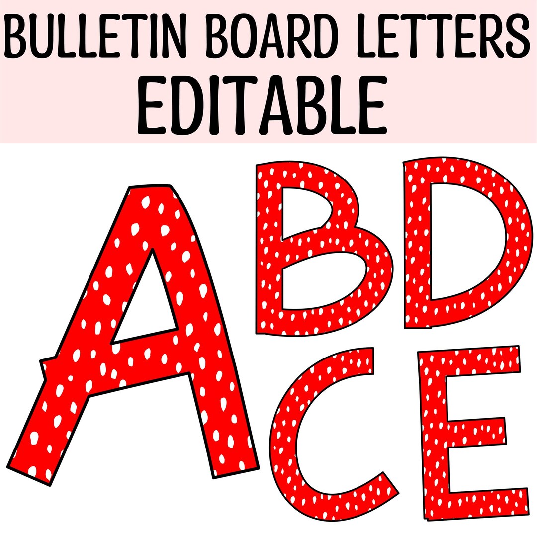 Back to School Large Boho Spotty Red Bulletin Board Alphabet Letters ...