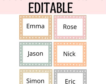 Printable Boho Neutral Spotty Student Name Labels, Cubbies Labels ...