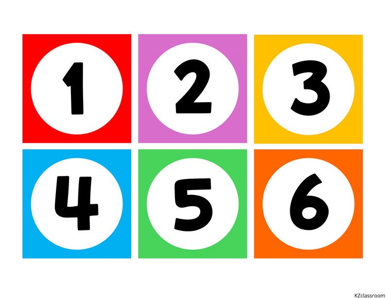 Printable Bright, Colorful Number Labels, Classroom Calendar Number ...