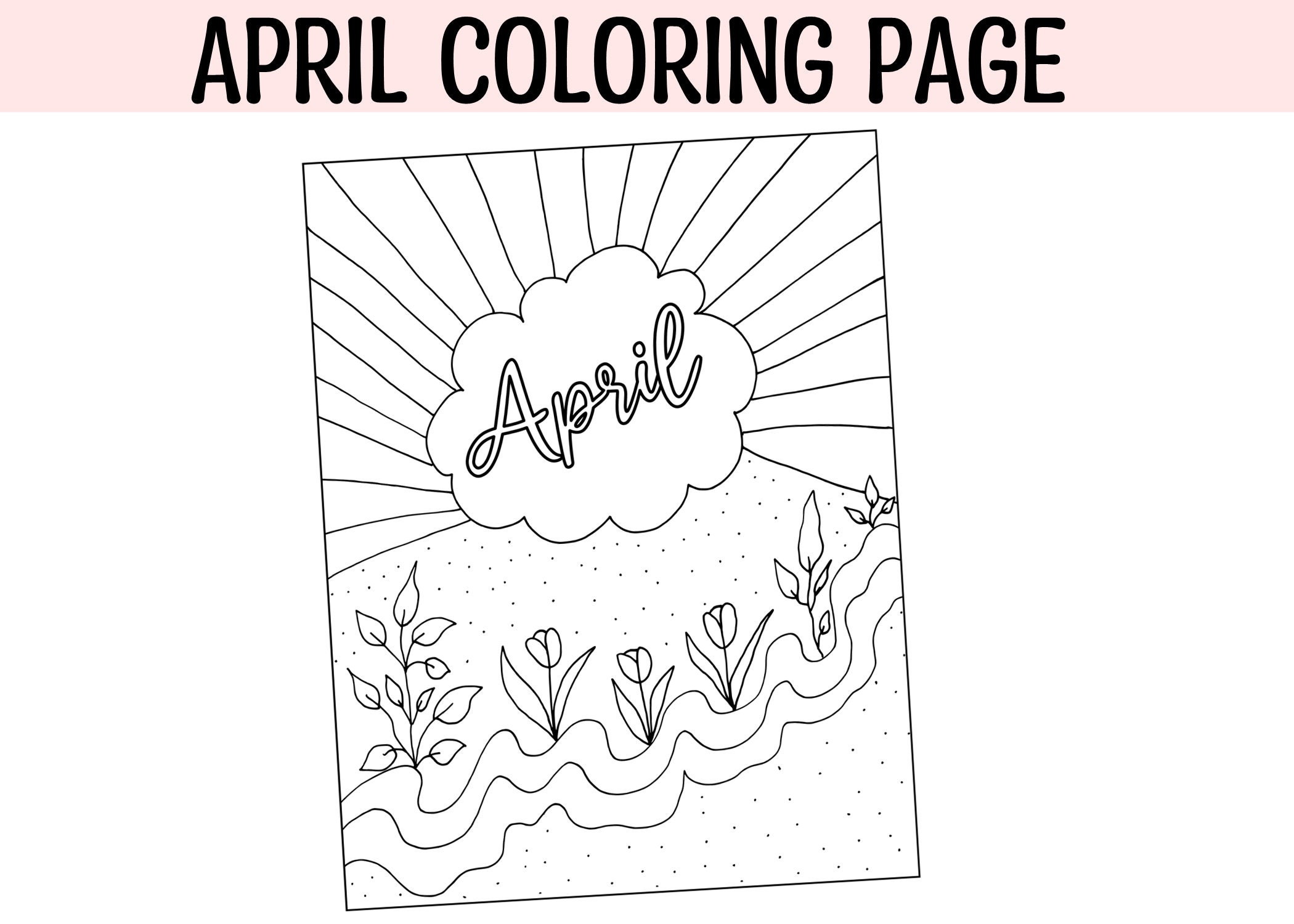 Printable Spring Coloring Page, April Coloring Page, Happy Coloring ...