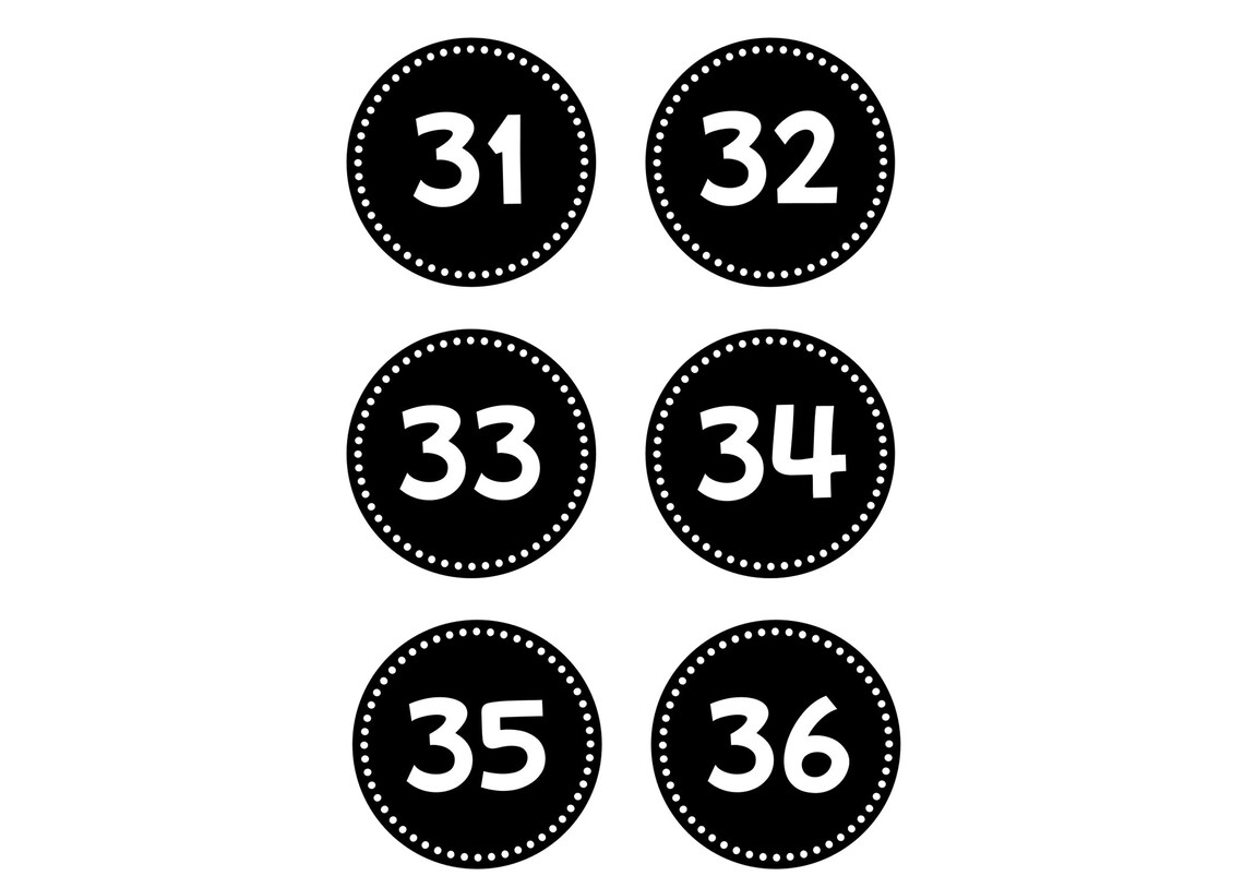 Number Labels, Classroom Calendar Numbers, Printable Number Labels ...