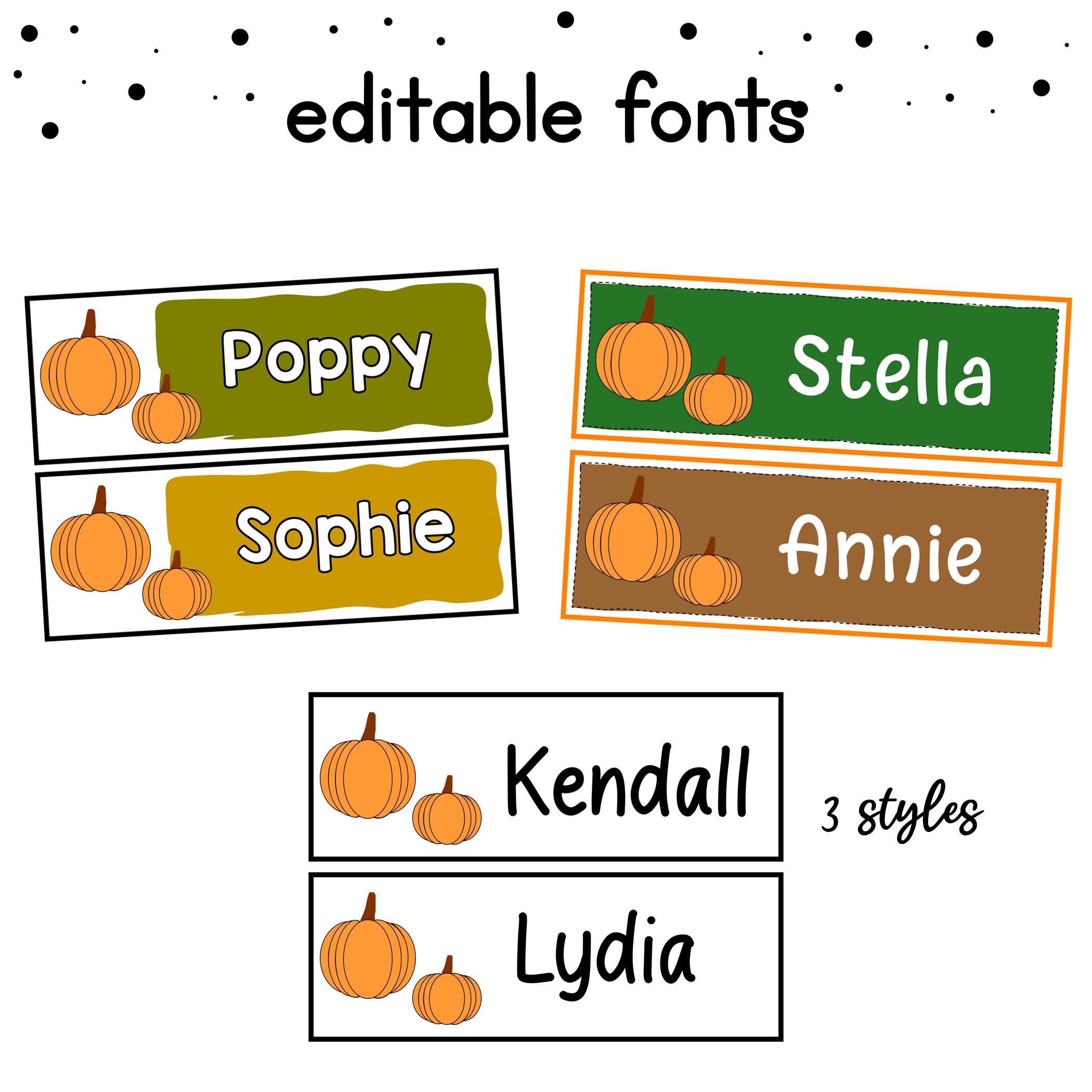 Printable Fall Name Labels, Autumn Classroom Labels, Fall Name Posters ...