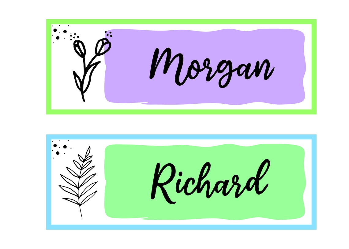 Printable Classroom Labels Student Name Cards Bright Name - Etsy Canada