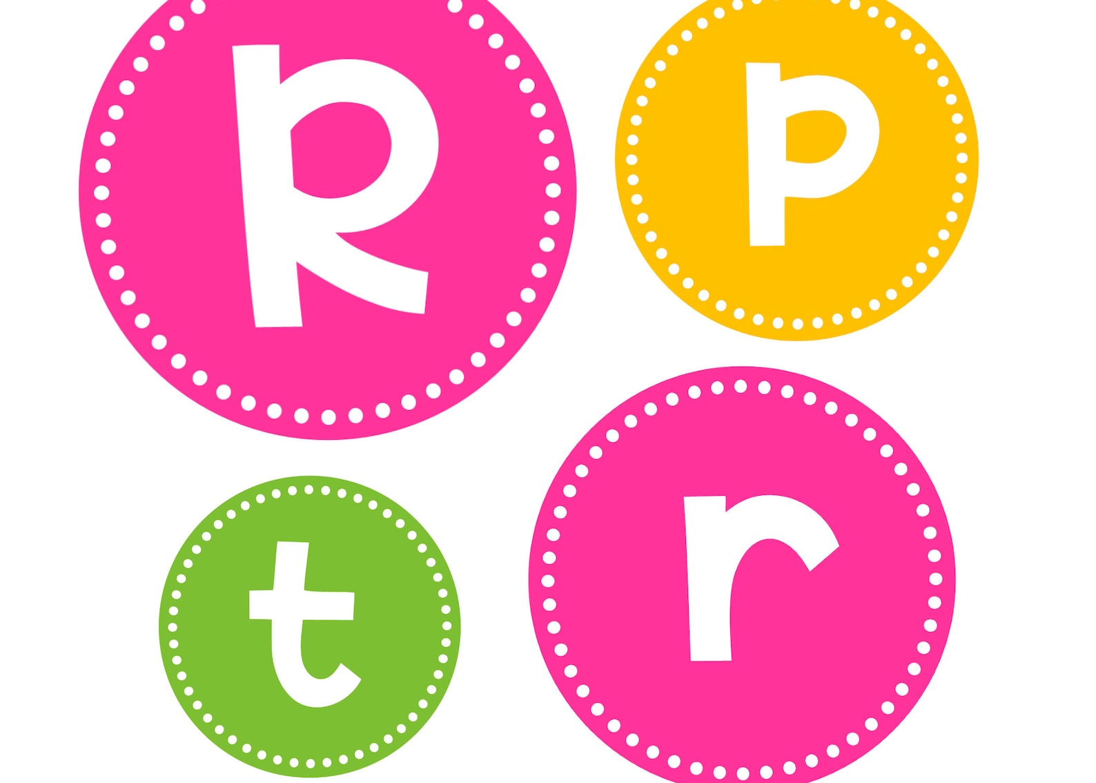 Printable Round Alphabet Letters, Bright Alphabet Letters Posters ...