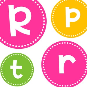 Printable Round Alphabet Letters, Bright Alphabet Letters Posters ...