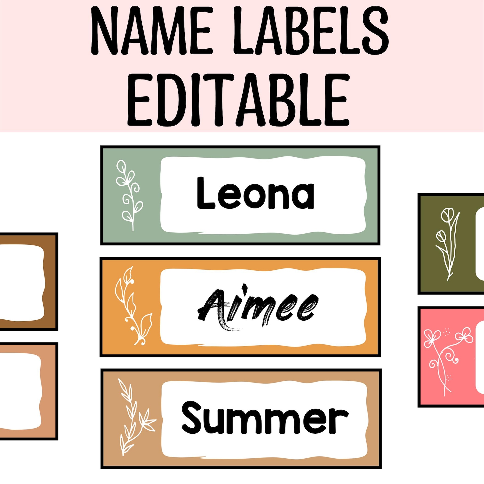 Printable Fall Name Labels, Autumn Classroom Labels, Fall Name Posters ...