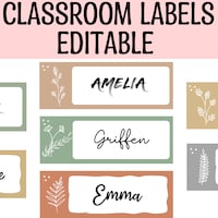 Printable Boho Spotty Student Name Labels, Classroom Labels, Nursery ...