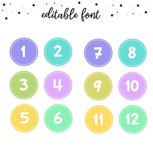 Printable Round Colorful Number Labels, Bright Cubby Labels, Book Bin ...