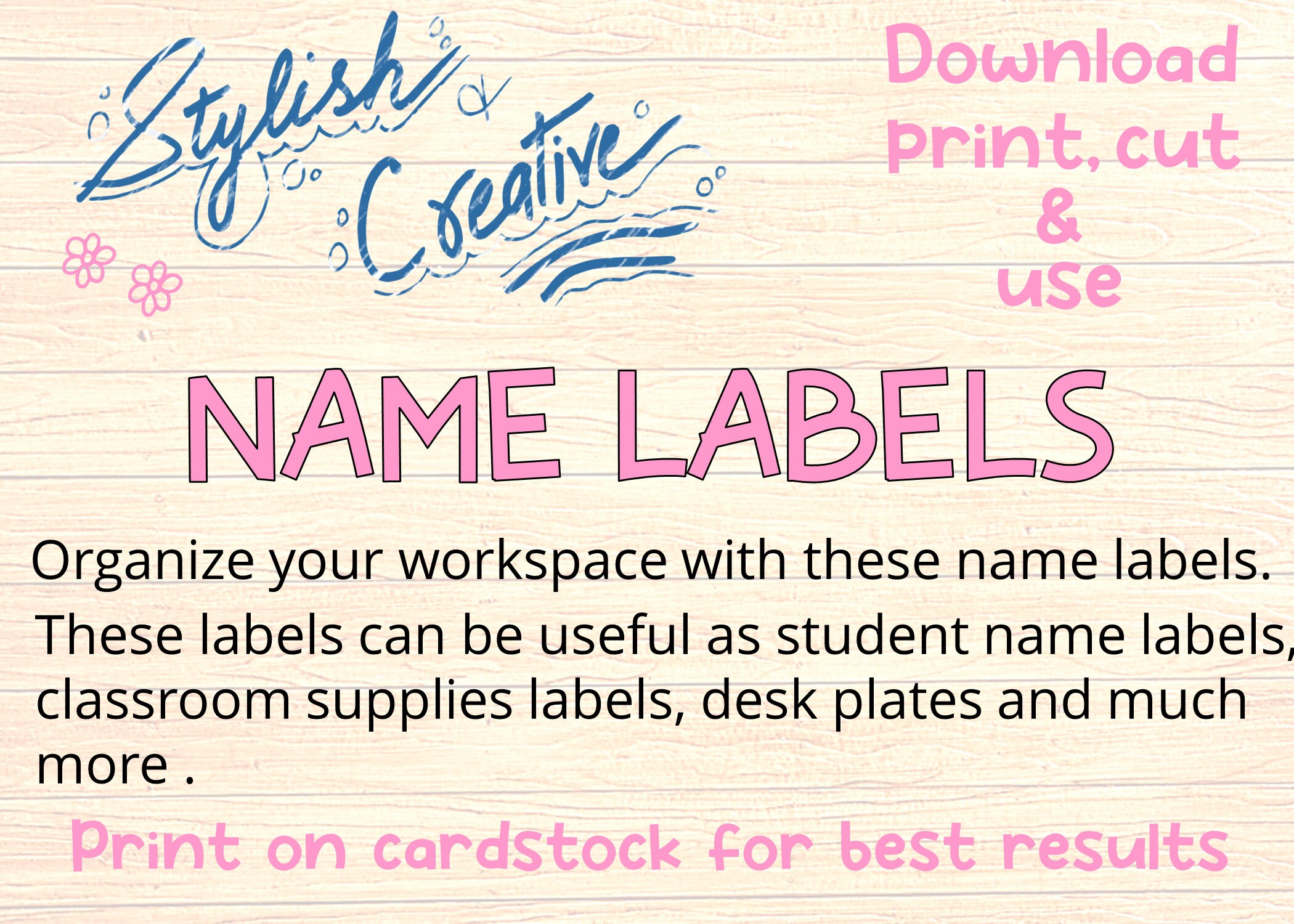 Printable Boho Spotty Student Name Labels, Classroom Labels, Nursery ...