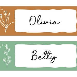 Boho Art Classroom Labels, Editable Student Name Tags, Botanical Name ...