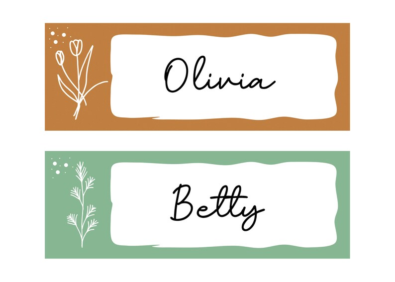 Boho Art Classroom Labels, Editable Student Name Tags, Botanical Name ...