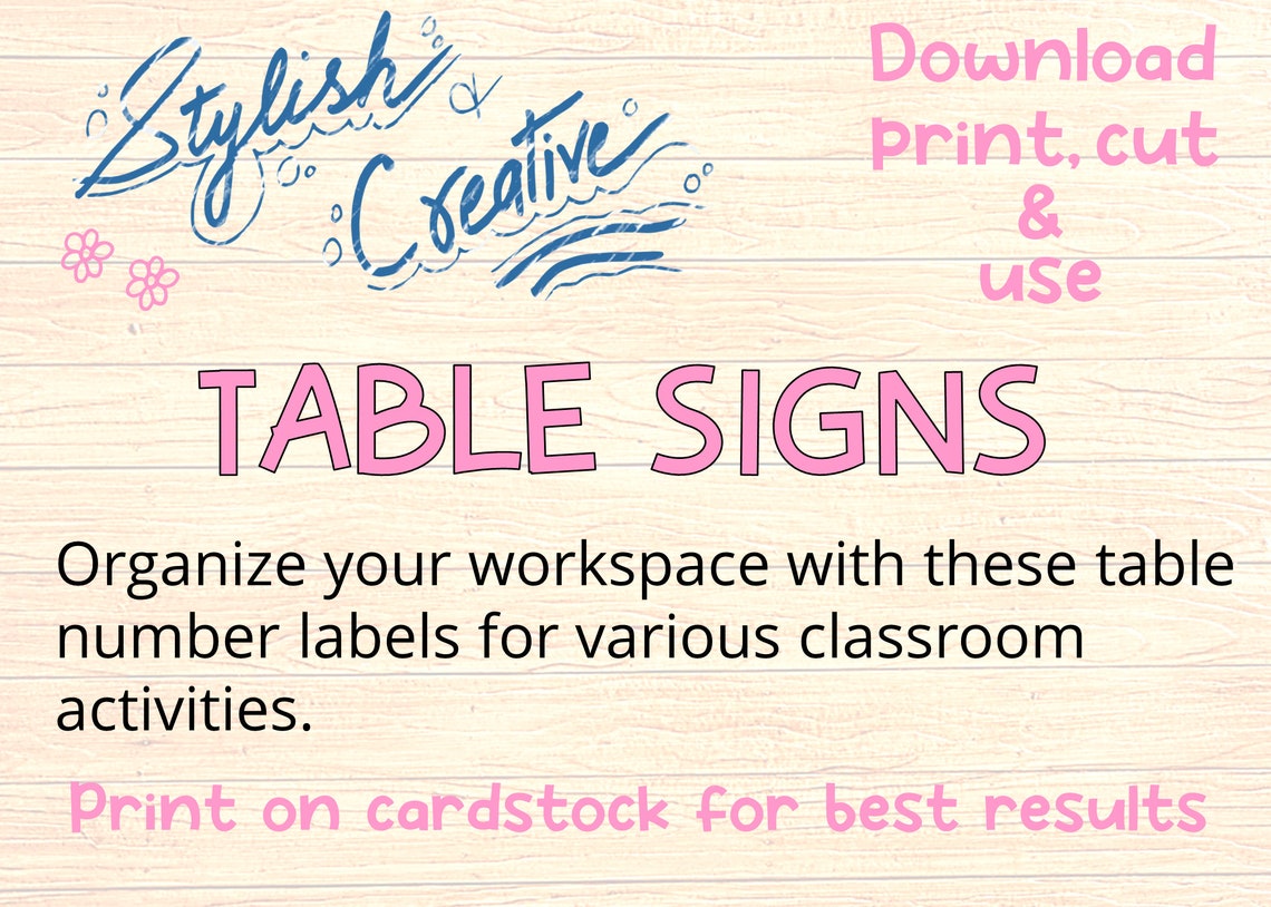 Classroom Table Numbers, Student Group Numbers, Class Team Labels ...