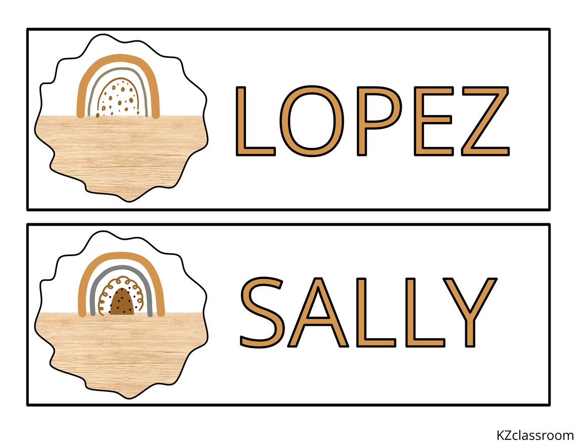 Editable Boho Neutral Rainbow Student Name Tags, Cubbies Labels - Etsy ...
