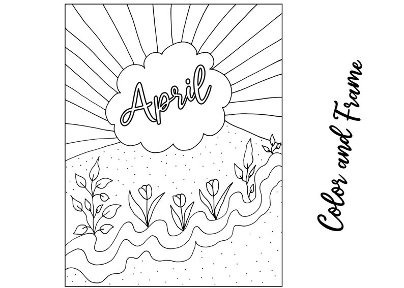 Printable Spring Coloring Page, April Coloring Page, Happy Coloring ...