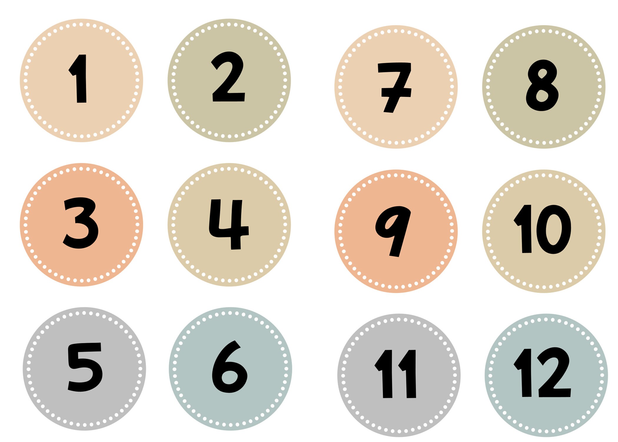 Printable Number Labels Bundle Pack, Round Number Labels, Black and ...