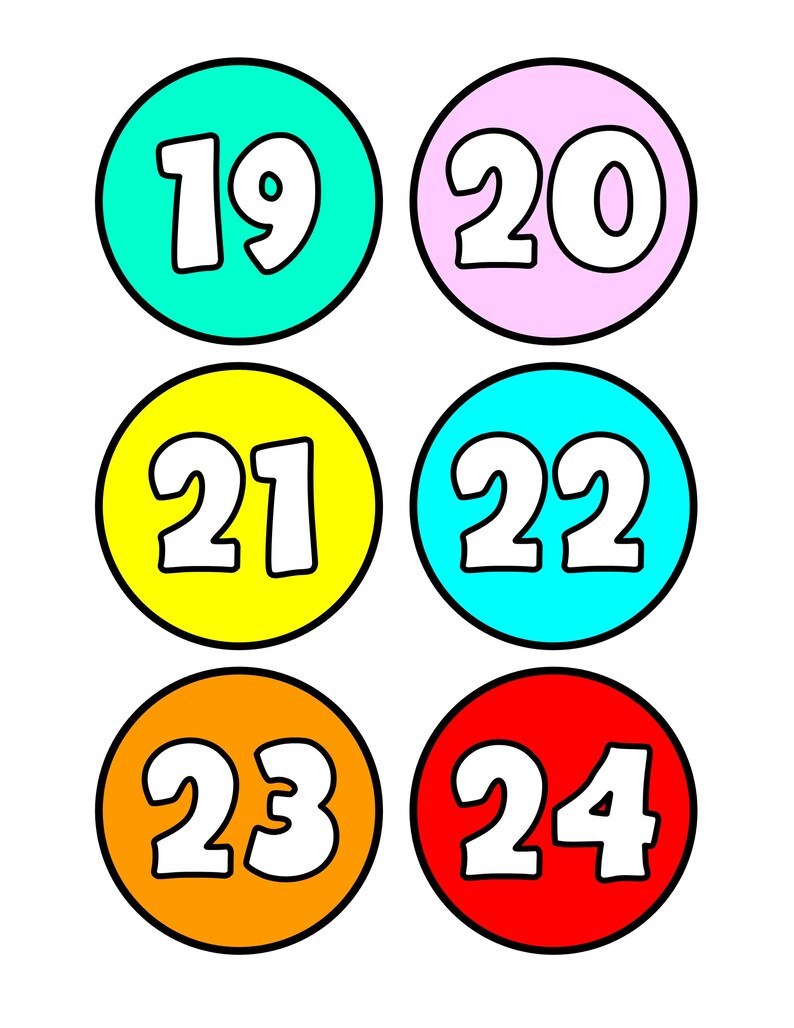 Printable Round Number Labels, Cubby Labels, Book Bin Labels, Number ...
