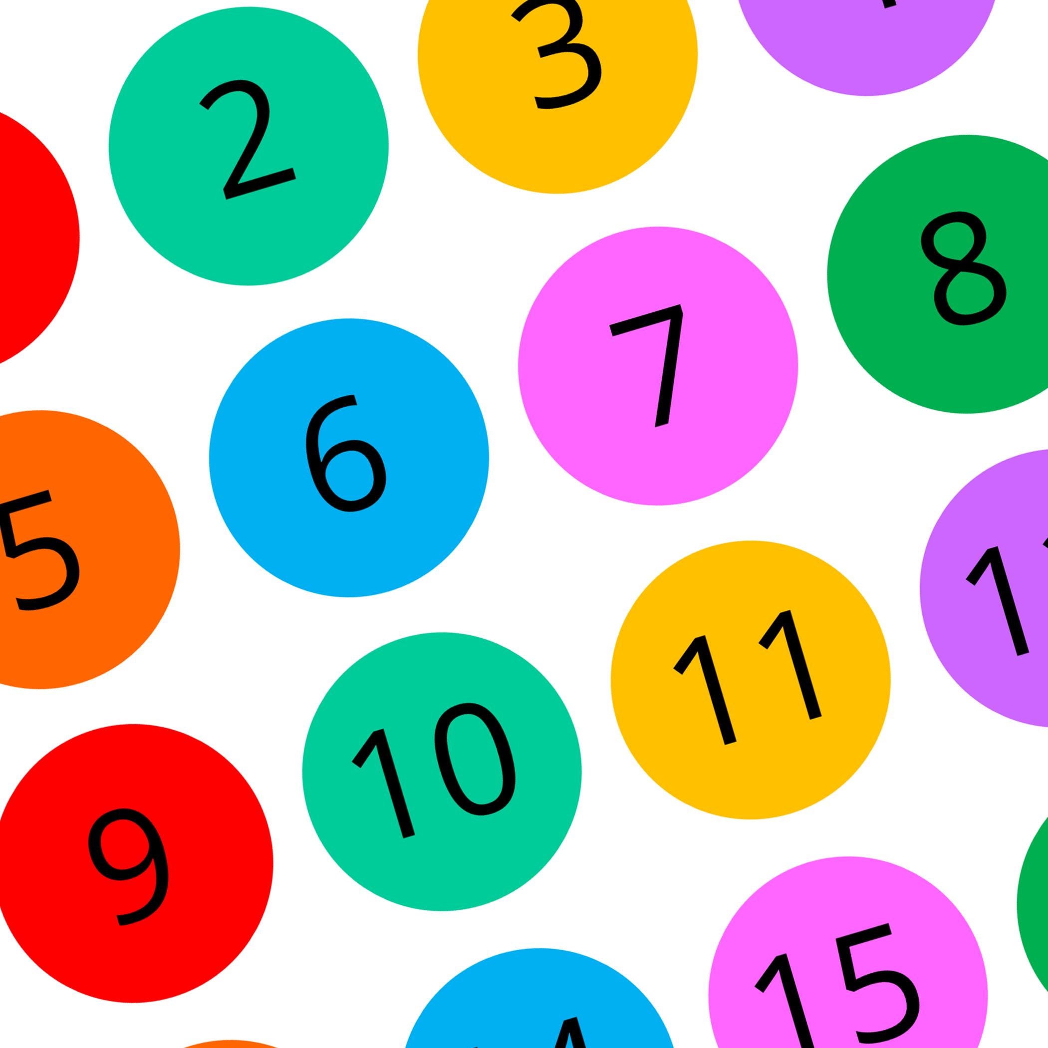 Back to School Number Spots, Printable Bright Colorful Small Number ...
