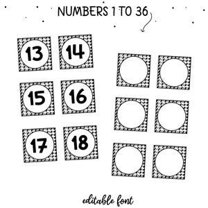 Black and White Number Labels, Classroom Calendar Numbers (editable ...