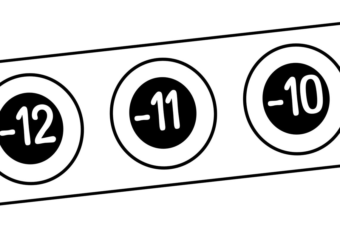 Printable Large Number Line, Black and White Large Number Line Wall ...