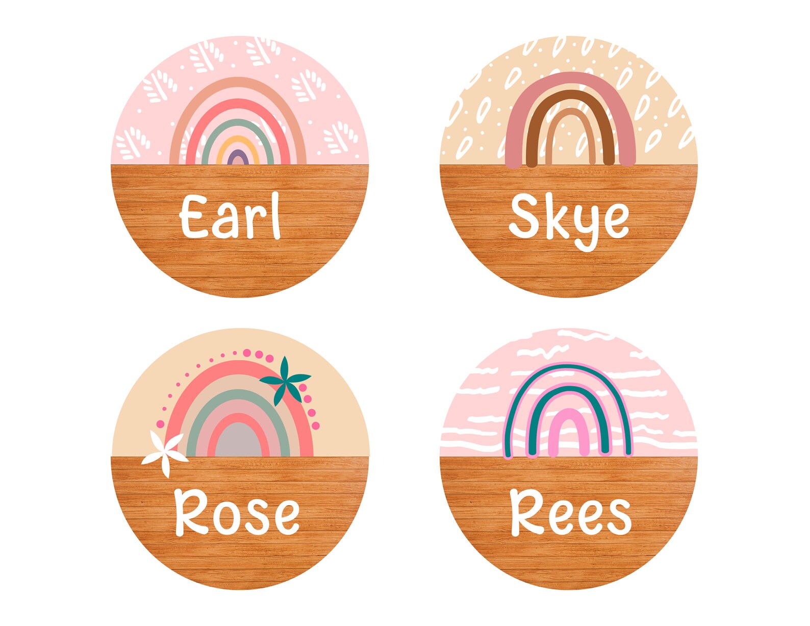 Circular Classroom Labels,student Name Tags,editable Name Tags, Rainbow ...
