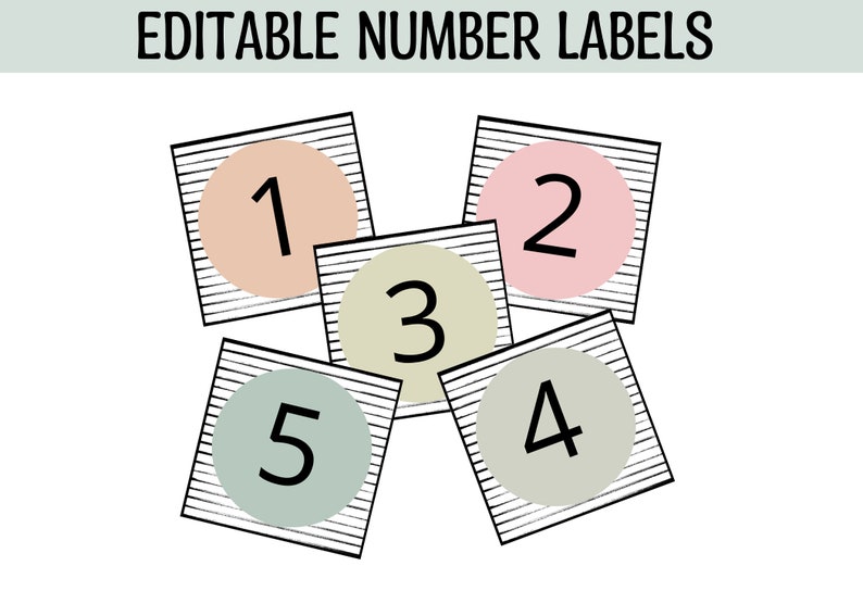 Calendar Number Labels, Printable Number Cards, Boho Number Labels ...