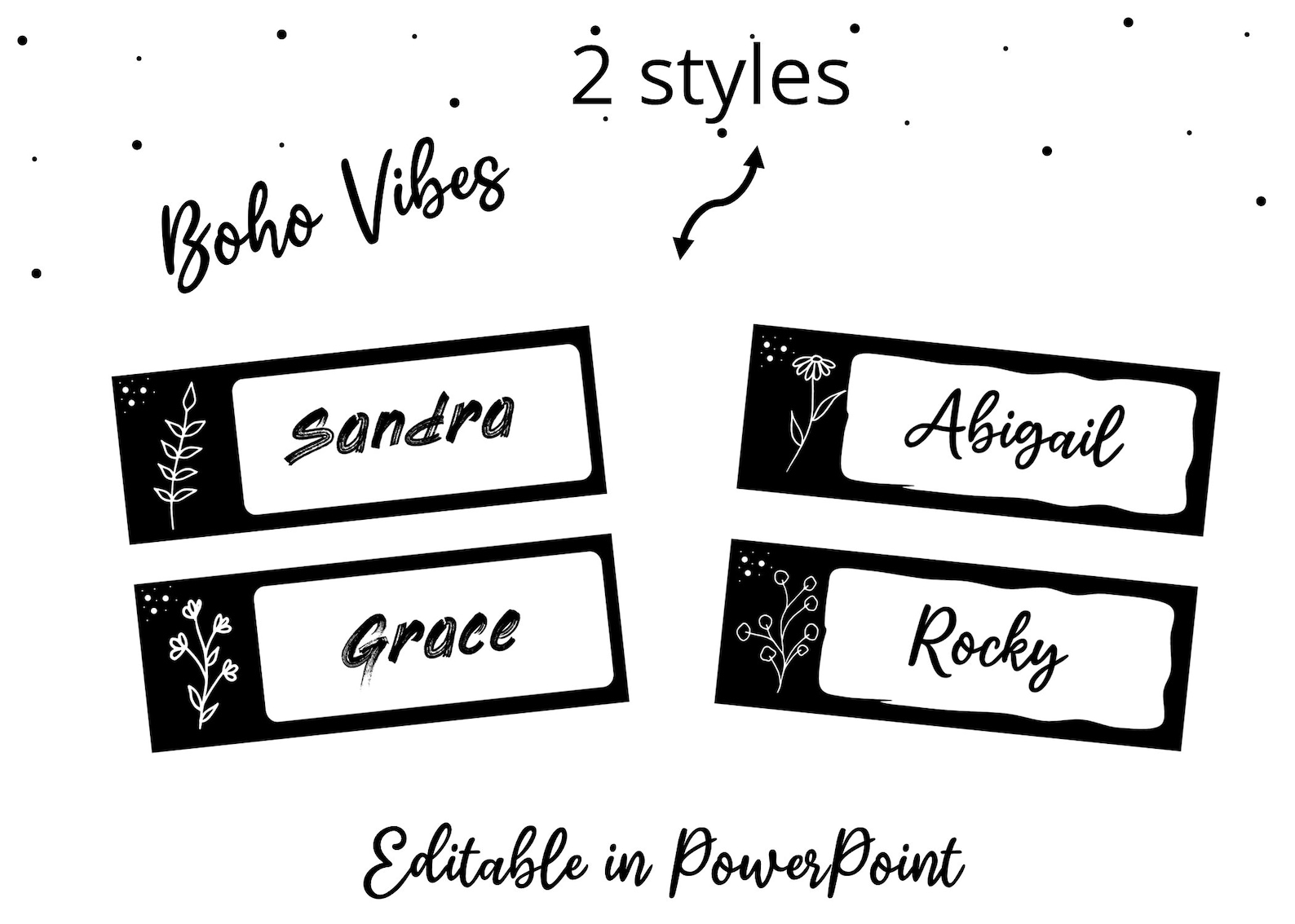 Black and White Classroom Labels, Student Name Tags, Printable ...