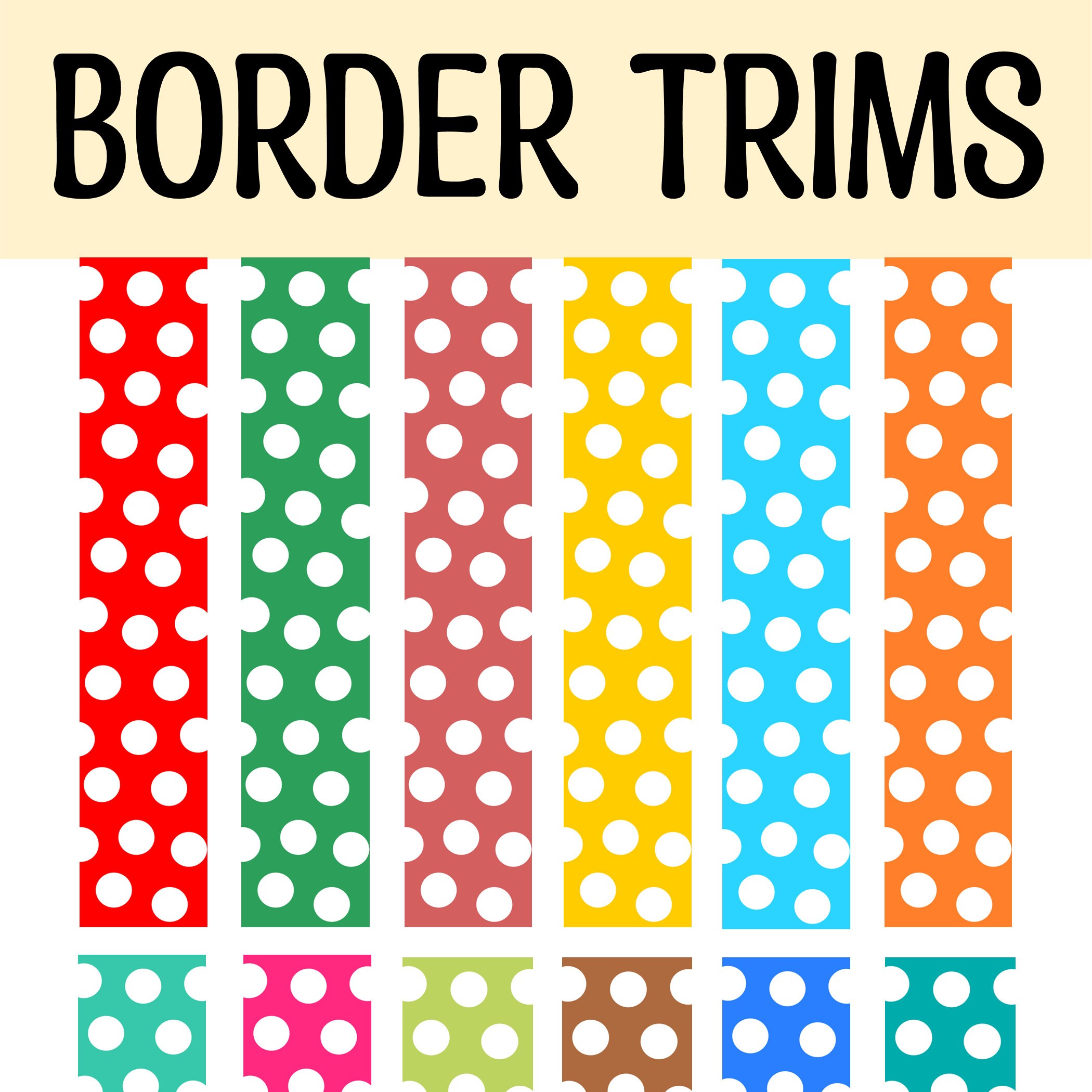 Polka Dots Bright Colors Bulletin Board Borders, Printable Classroom ...