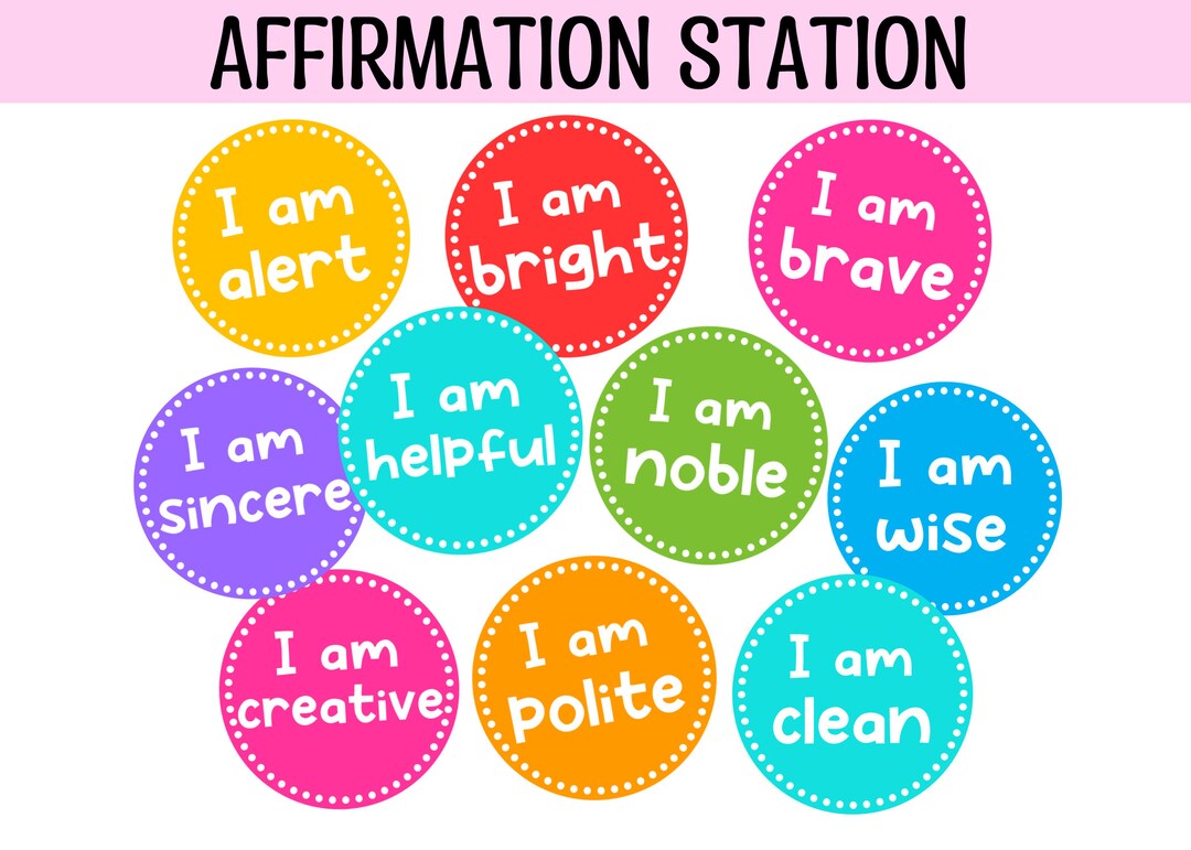 Bright Round Positive Affirmation Labels, Printable Student Affirmation ...