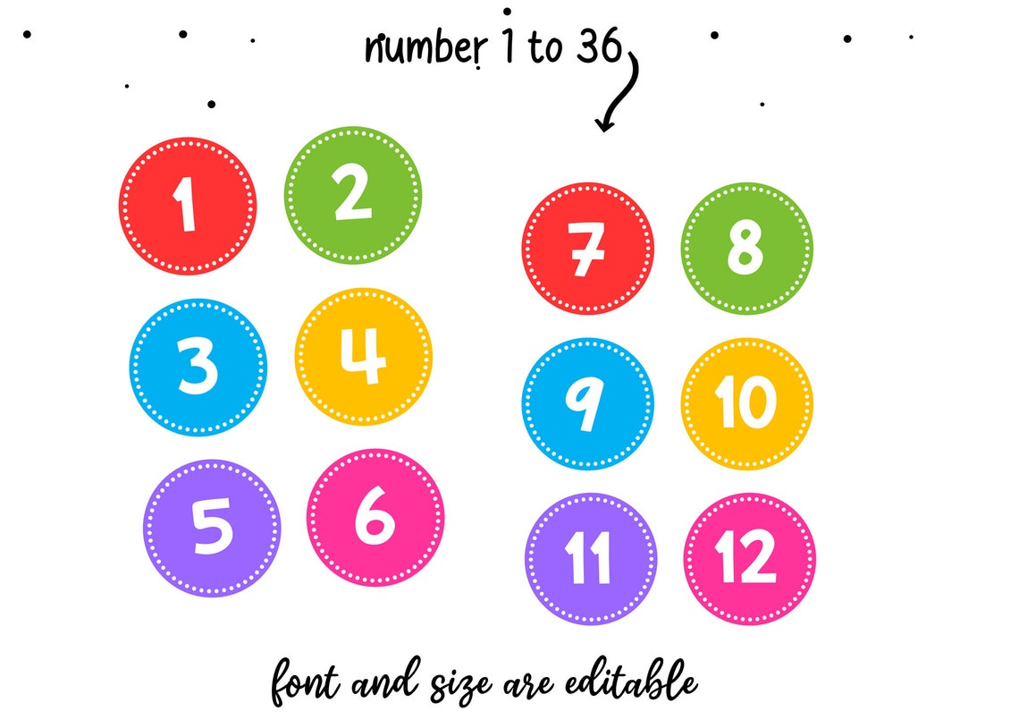 Printable Bright Colorful Number Labels Classroom Calendar - Etsy Canada