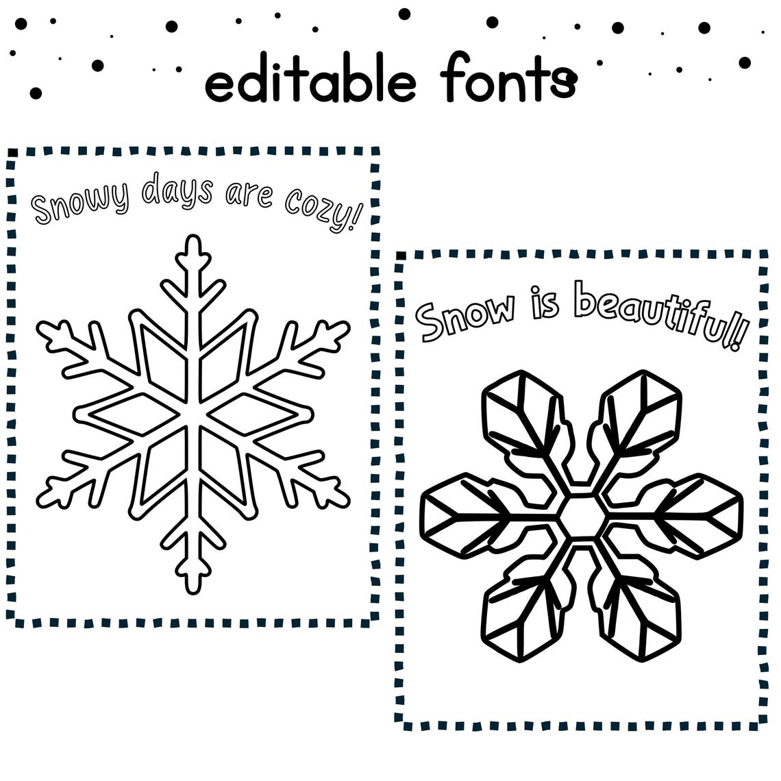 Printable Winter Snowflakes Coloring Worksheets, Editable Coloring ...