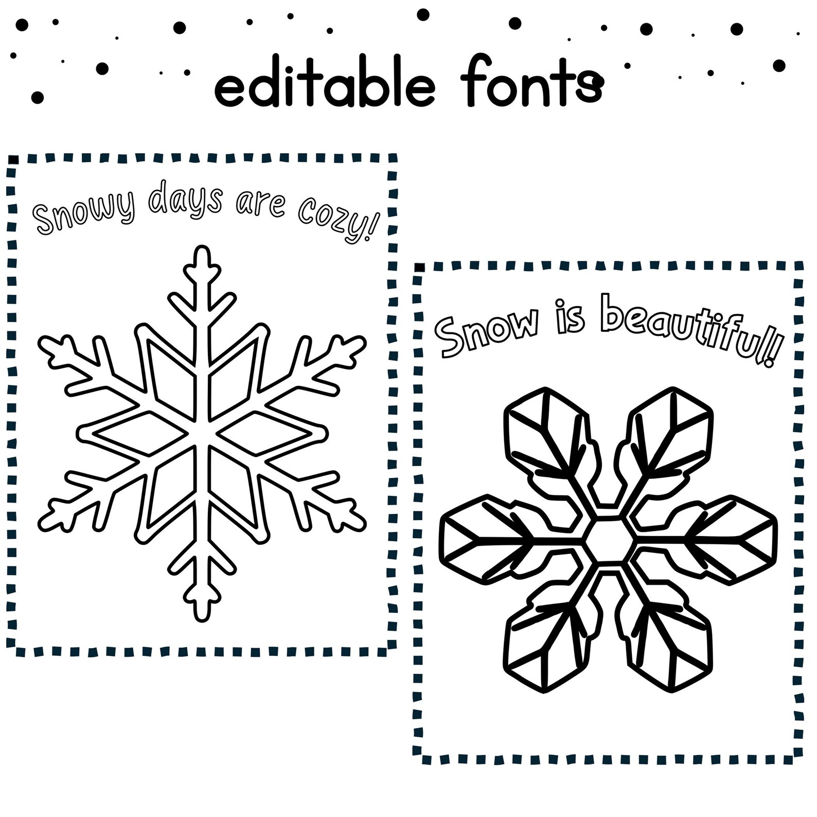Printable Winter Snowflakes Coloring Worksheets, Editable Coloring ...