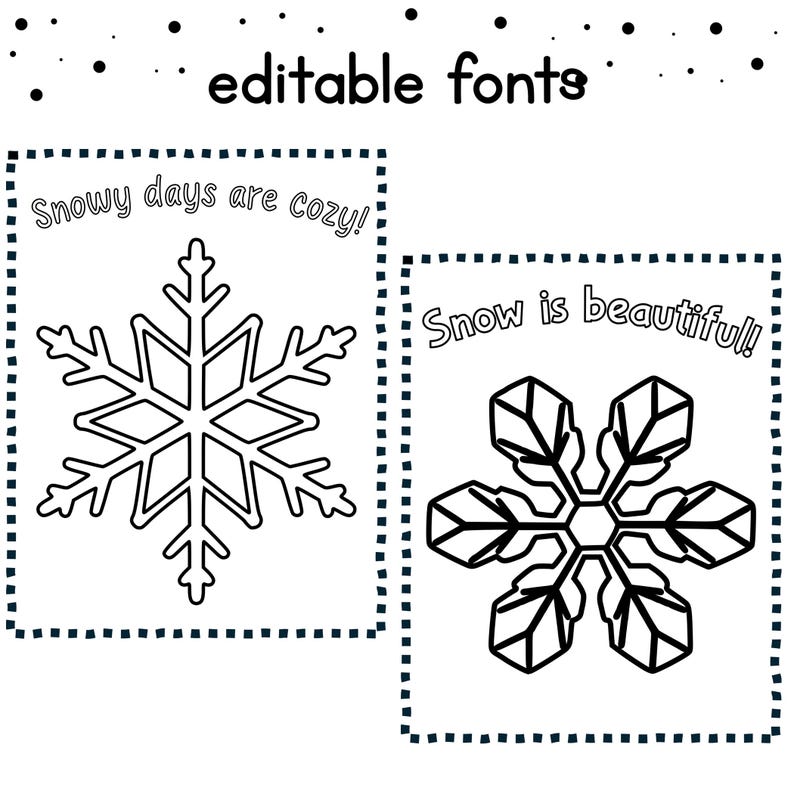 Printable Winter Snowflakes Coloring Worksheets, Editable Coloring ...