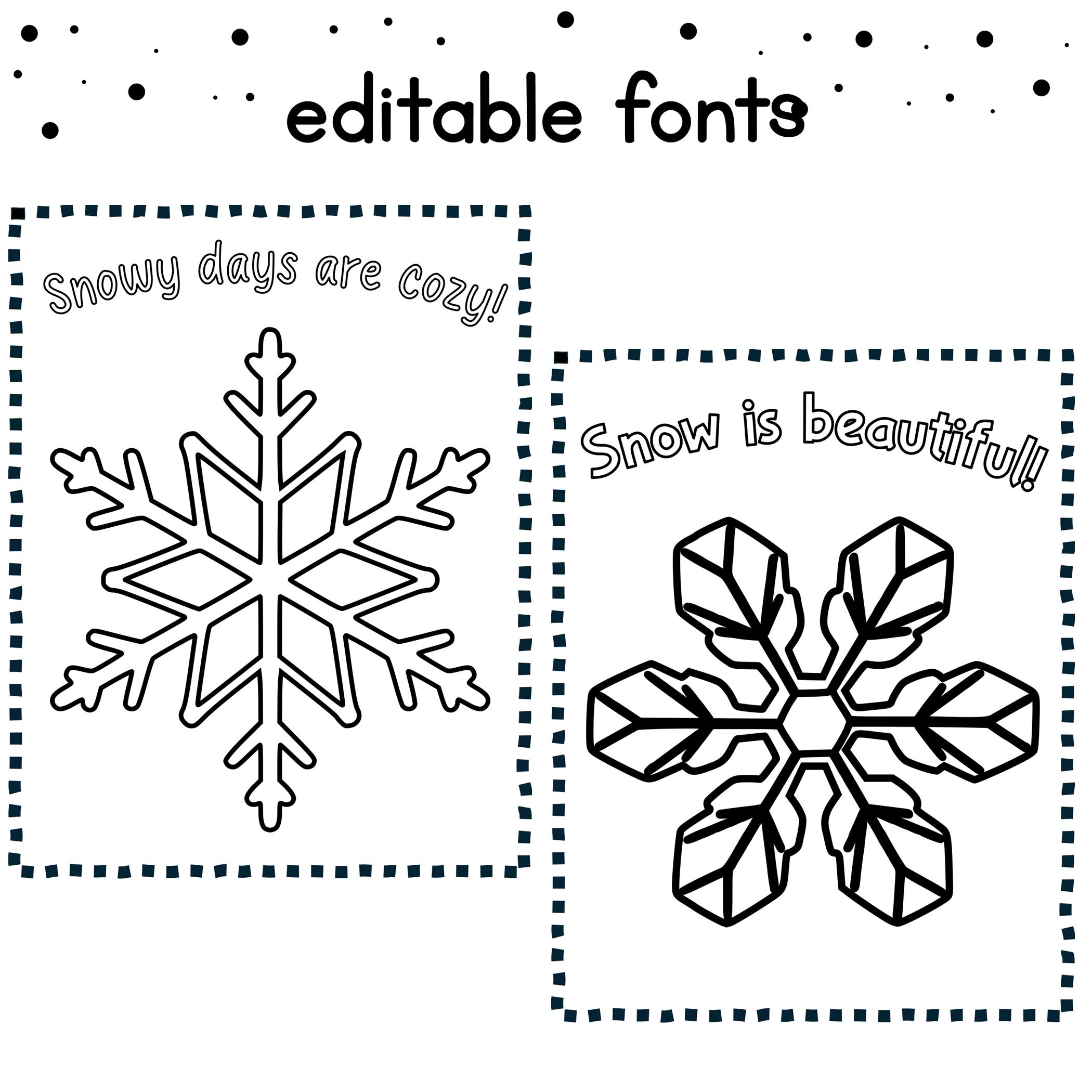 Printable Winter Snowflakes Coloring Worksheets, Editable Coloring ...
