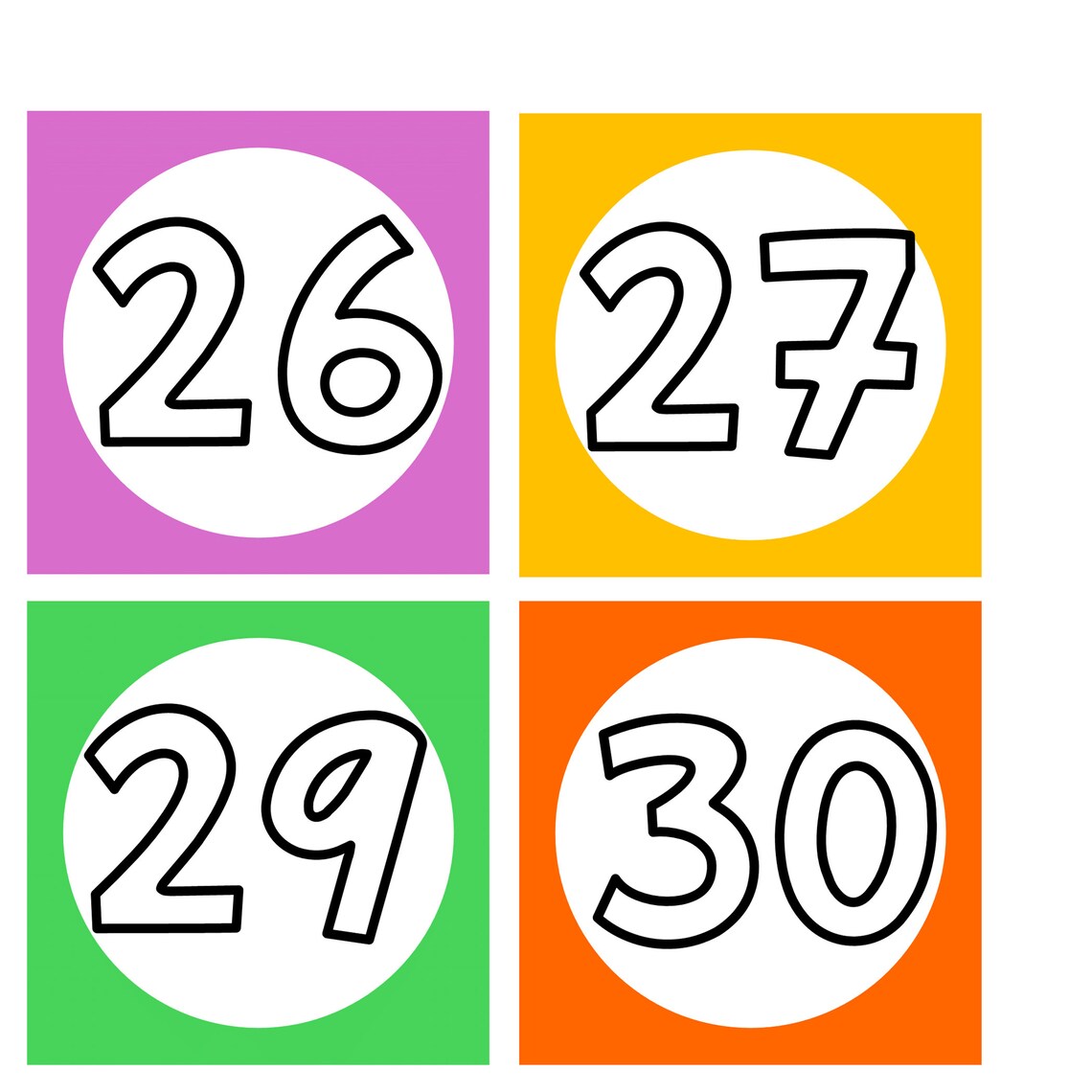 Printable Bright, Colorful Number Labels, Classroom Calendar Number ...