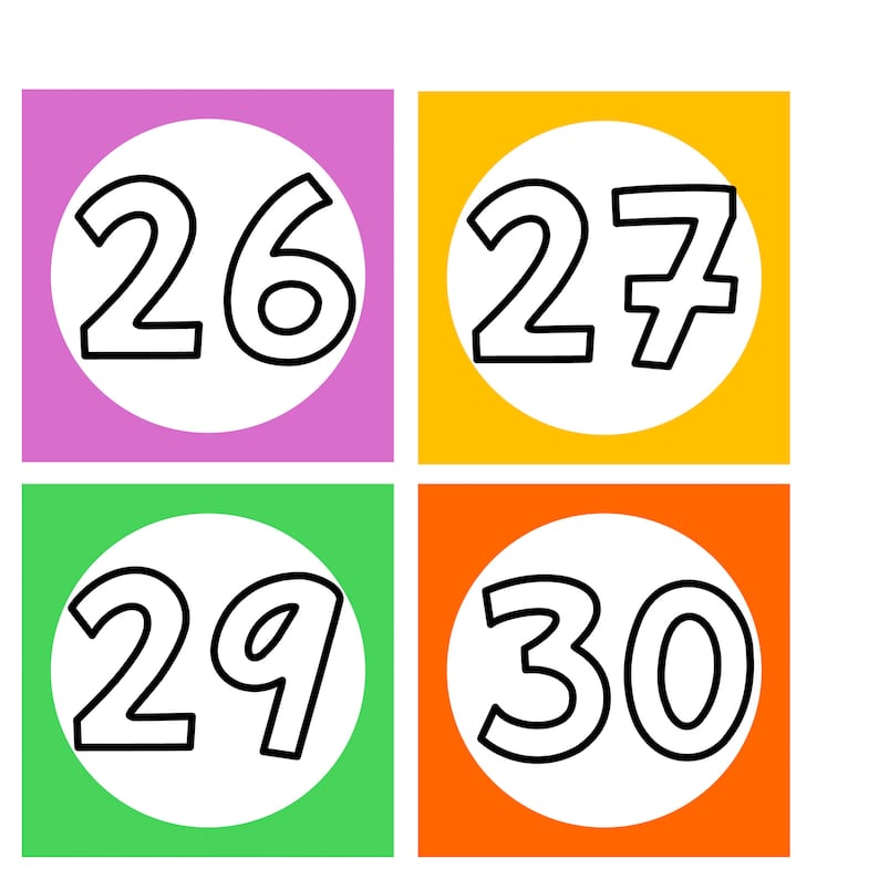 Printable Bright, Colorful Number Labels, Classroom Calendar Number ...