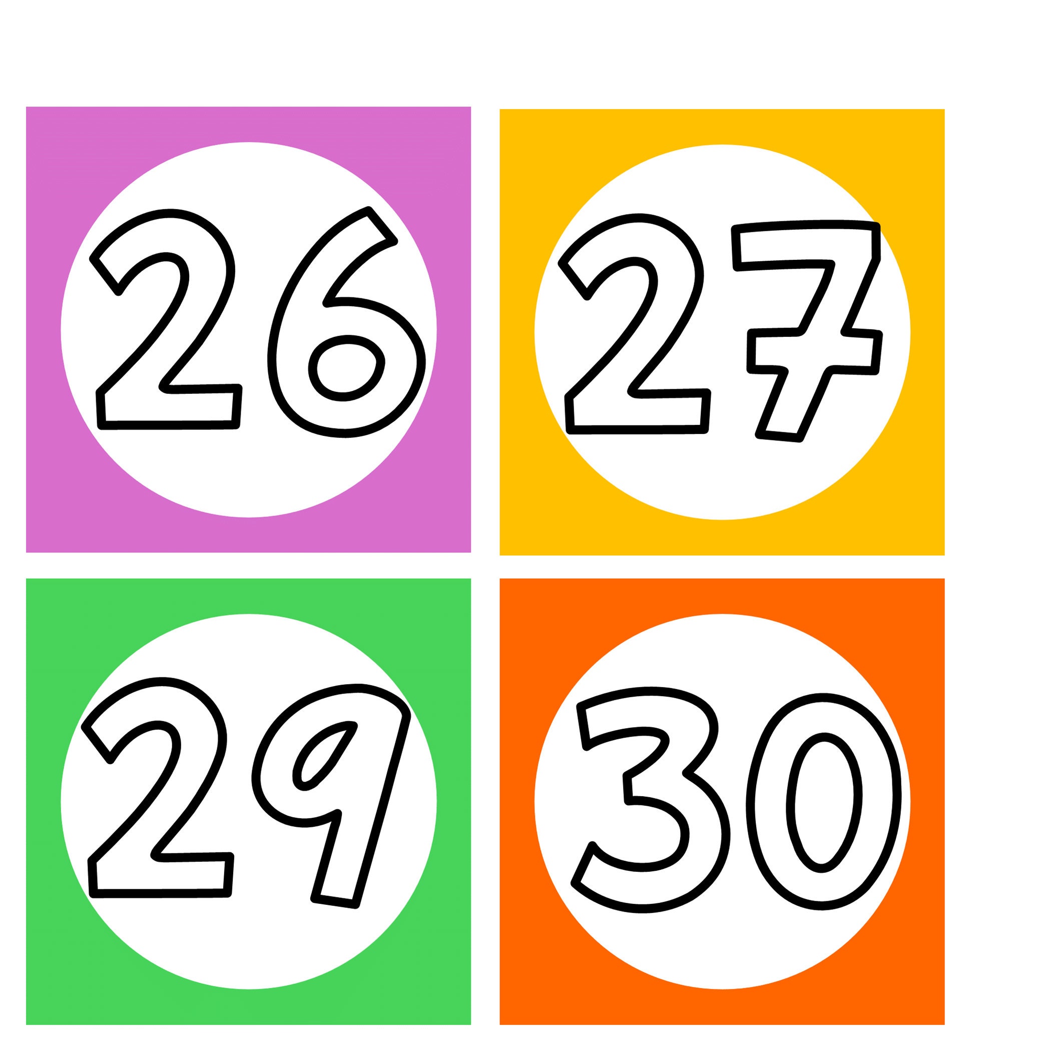 Printable Bright, Colorful Number Labels, Classroom Calendar Number ...