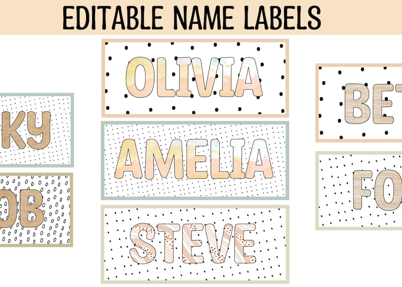 Editable Student Name Labels, Boho Classroom Decor (PPTX) - Etsy