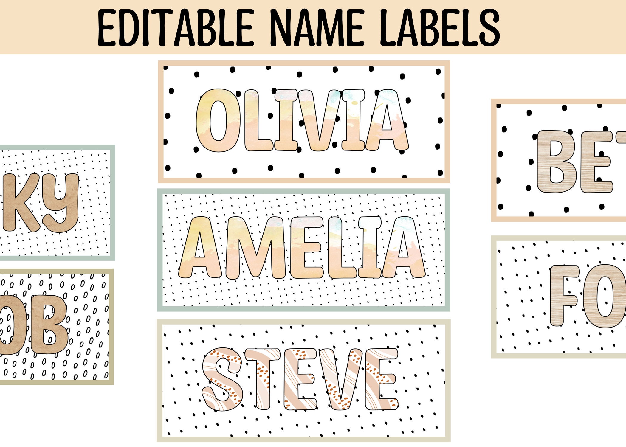 Printable Student Name Labels, Name Labels, Trolley Labels, Cubby ...