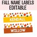 Printable Fall Name Labels, Autumn Classroom Labels, Fall Name Posters ...