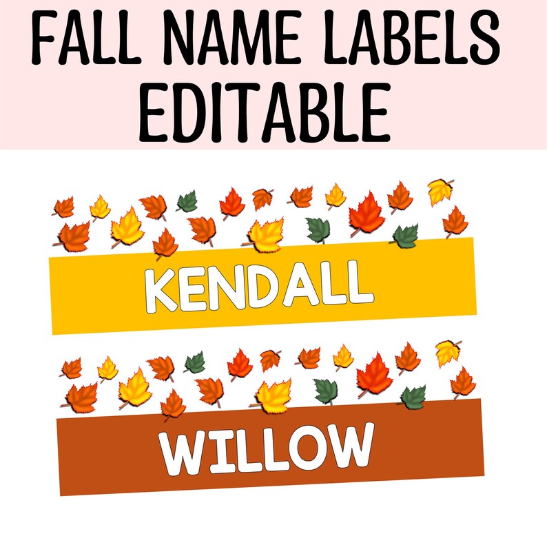 Printable Fall Leaves Name Labels, Editable Classroom Decor (PPTX) - Etsy
